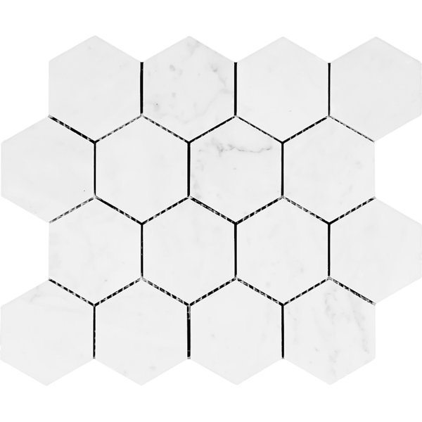 Belluno Designs Bianco Carrara 3" x 3" Marble Honeycomb Mosaic Wall ...