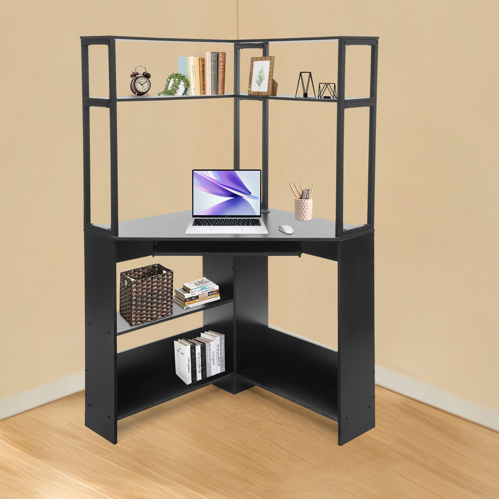 Ebern Designs 60"(H)X 29.5"(D)X29.5"(W) Triangle Corner Computer Desk ...