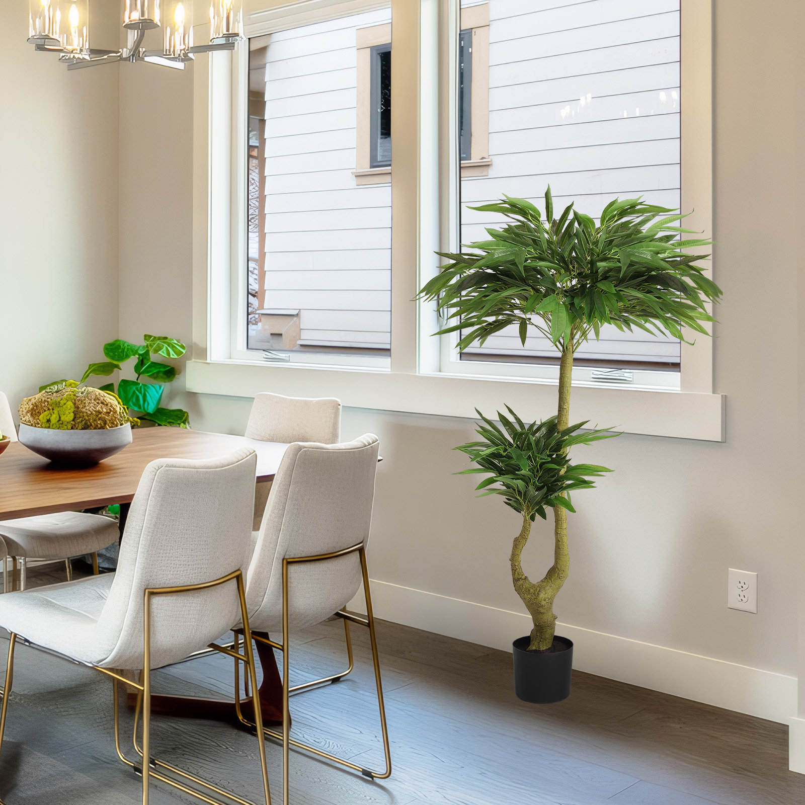 Primrue 5Ft Artificial Willow Tree With Real Touch Leaves Potted Tree ...