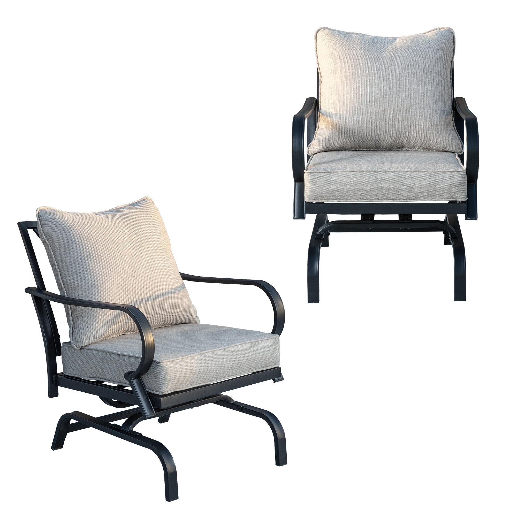 Latitude Run® Patio Rocking Chairs with Metal Frame and Thick Cushions ...