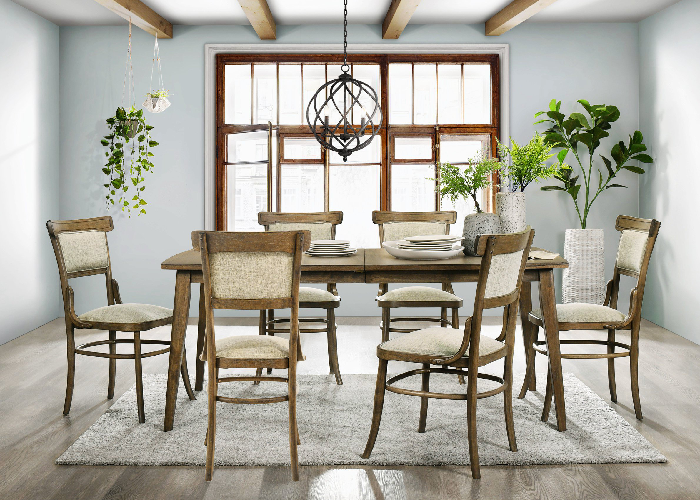 Builddecor 34.88'' L x 71.88'' W Dining Set, 7 Piece Dining Set ...