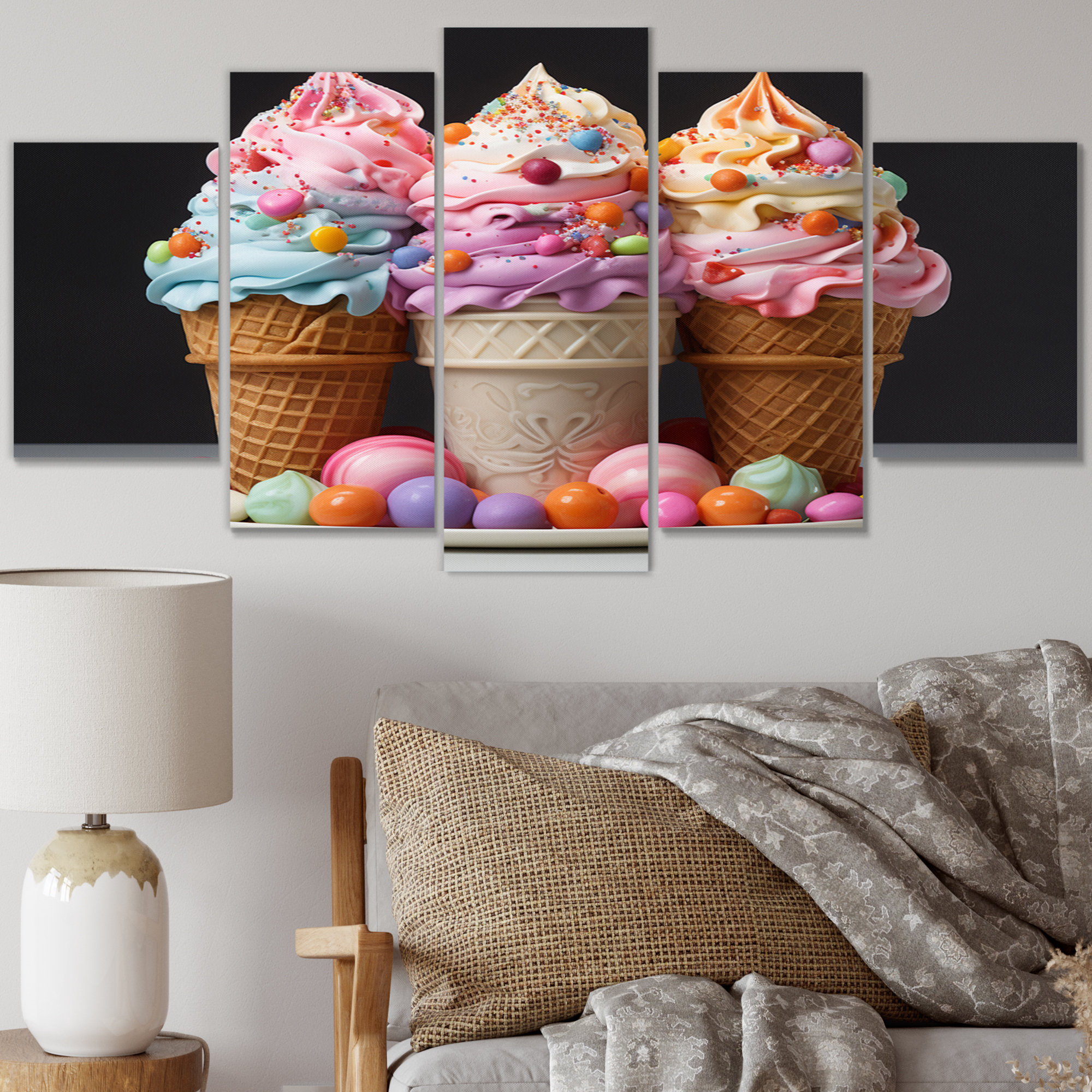 Design Art Food Ice Cream Pointillism V - Food & Beverage Metal Wall ...