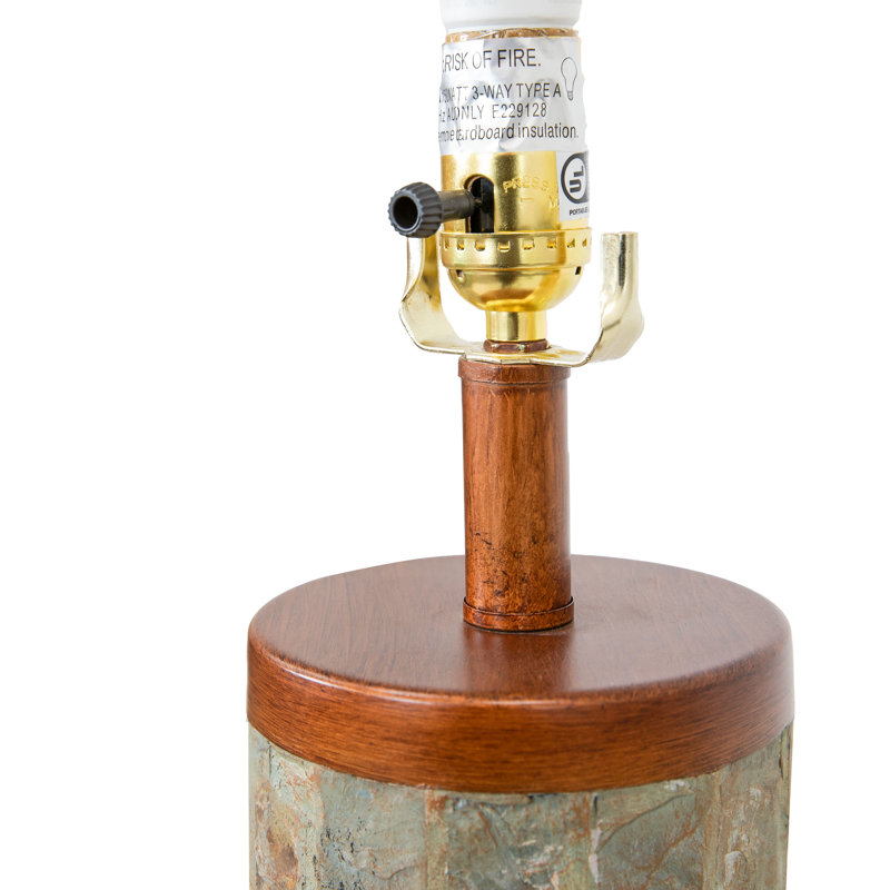 Millwood Pines Rustic Stone 31" Cylinder Slate Indoor Table Lamp with ...