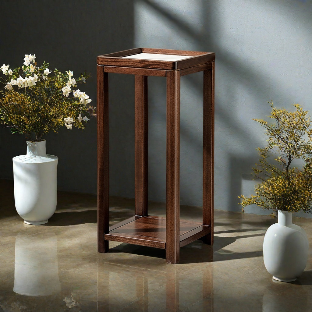 Zhang's SereneLodge Solid Wood Double Layer Plant Stand Mortise ...