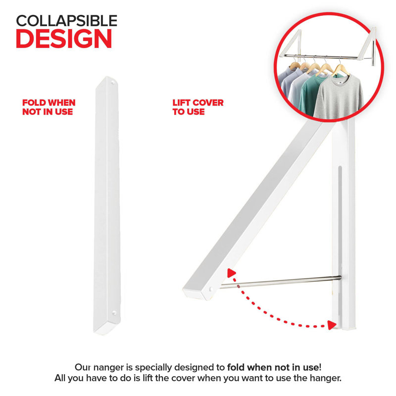Rebrilliant Double Foldable Clothing Rack W/Extension Rod, Wall-Mounted ...