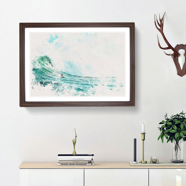 East Urban Home Surfing a Wave - Picture Frame Graphic Art Print ...