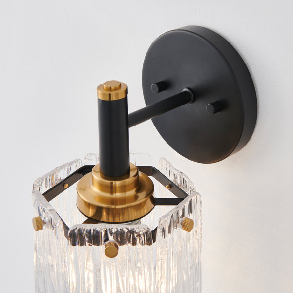 Mercer41 1-light Armed Sconce With Textured Glass Shade | Wayfair