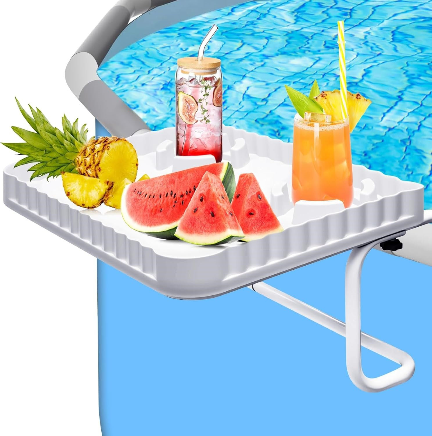 Bay Isle Home™ Pool Bar, Above Ground Pool Bar With 2 Drink Cup Holders, Poolside Table For ...