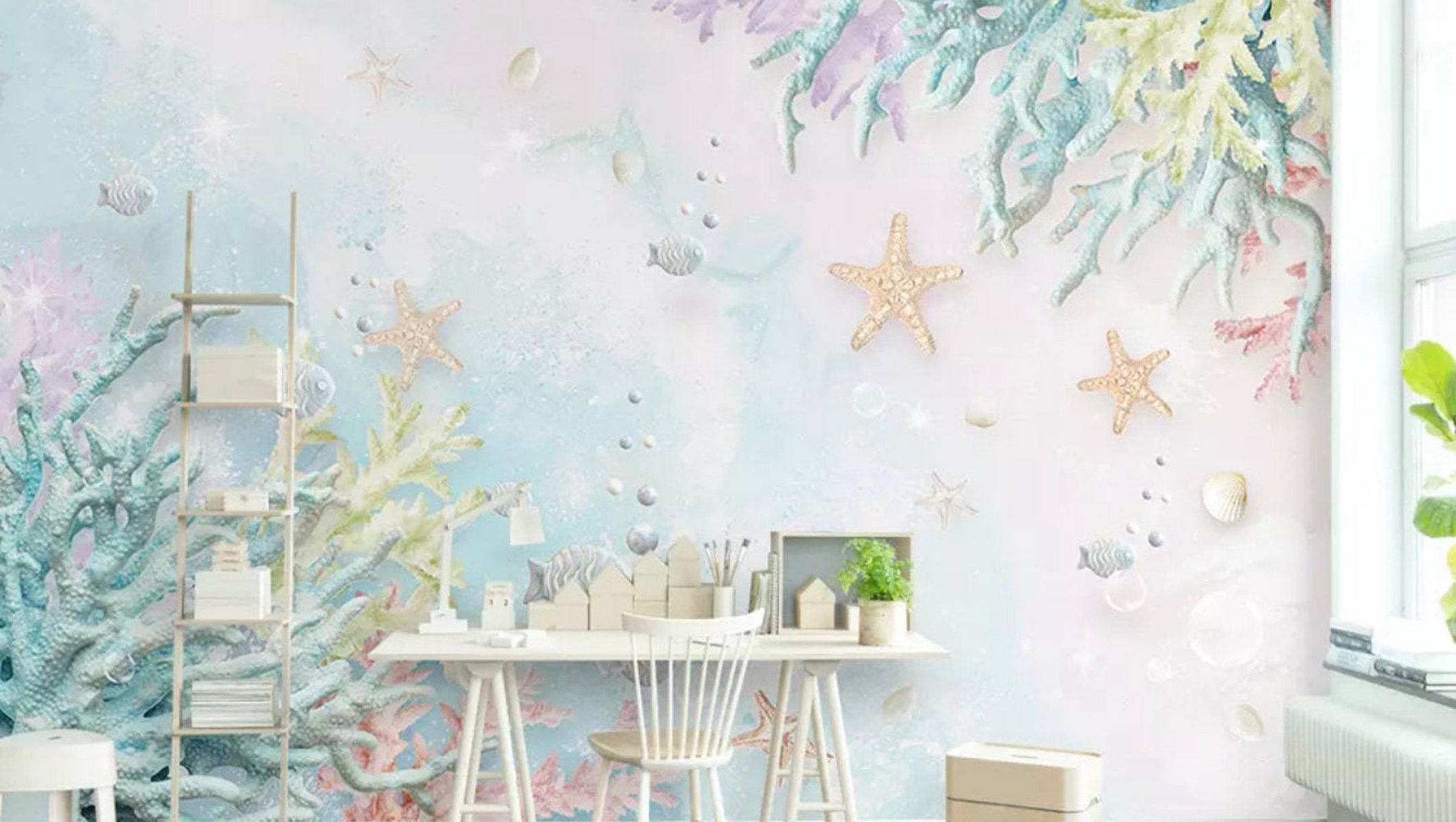 Highland Dunes Undersea Starfish Seashells Sea Landscape Removable ...