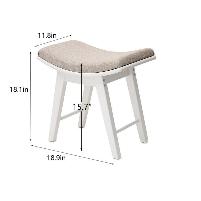Red Barrel Studio® Vanity Stool With Rubber Wood Leg, Makeup Bench With ...