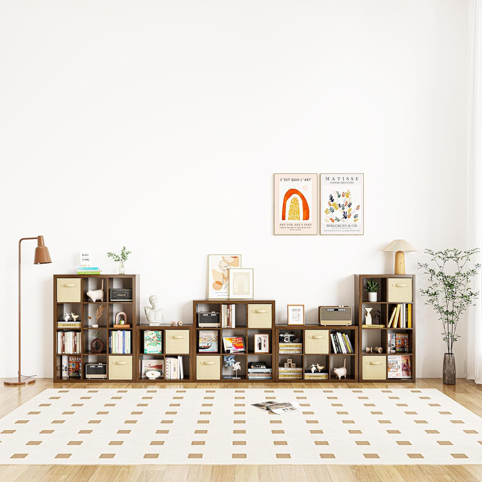 Hokku Designs Bookshelf with Storage Bins Multifunctional Cubicle Rack ...