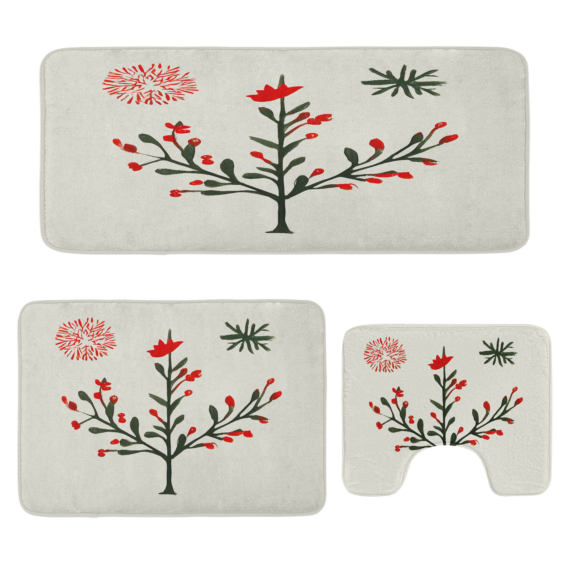 The Holiday Aisle® Christmas Bathroom Rug Set 3 Pieces U-Shape ...