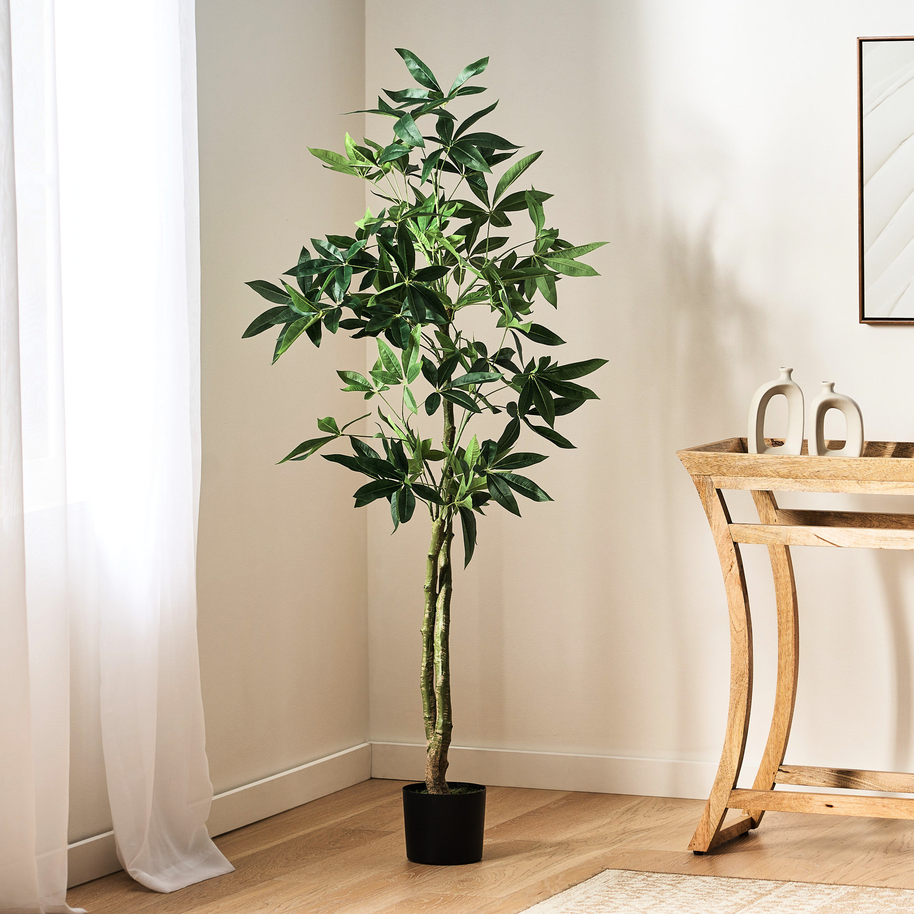 Everly Quinn Artificial Money Tree - Home Decor Accessory Glossy Hand ...