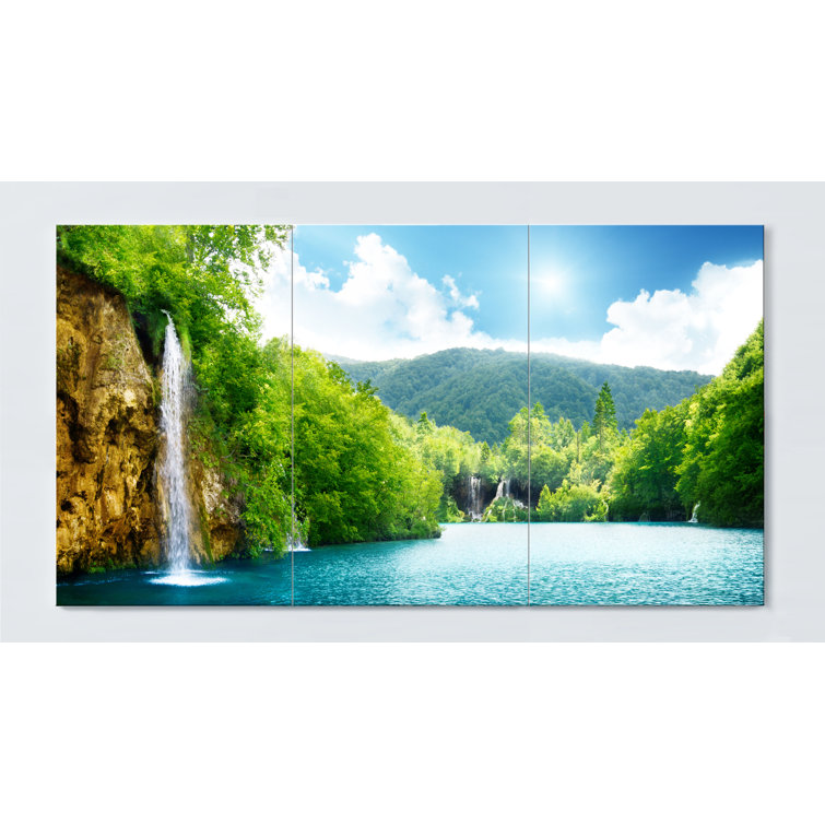 Ebern Designs Waterfall Motif Magnetic Wall Mounted Cork Board ...