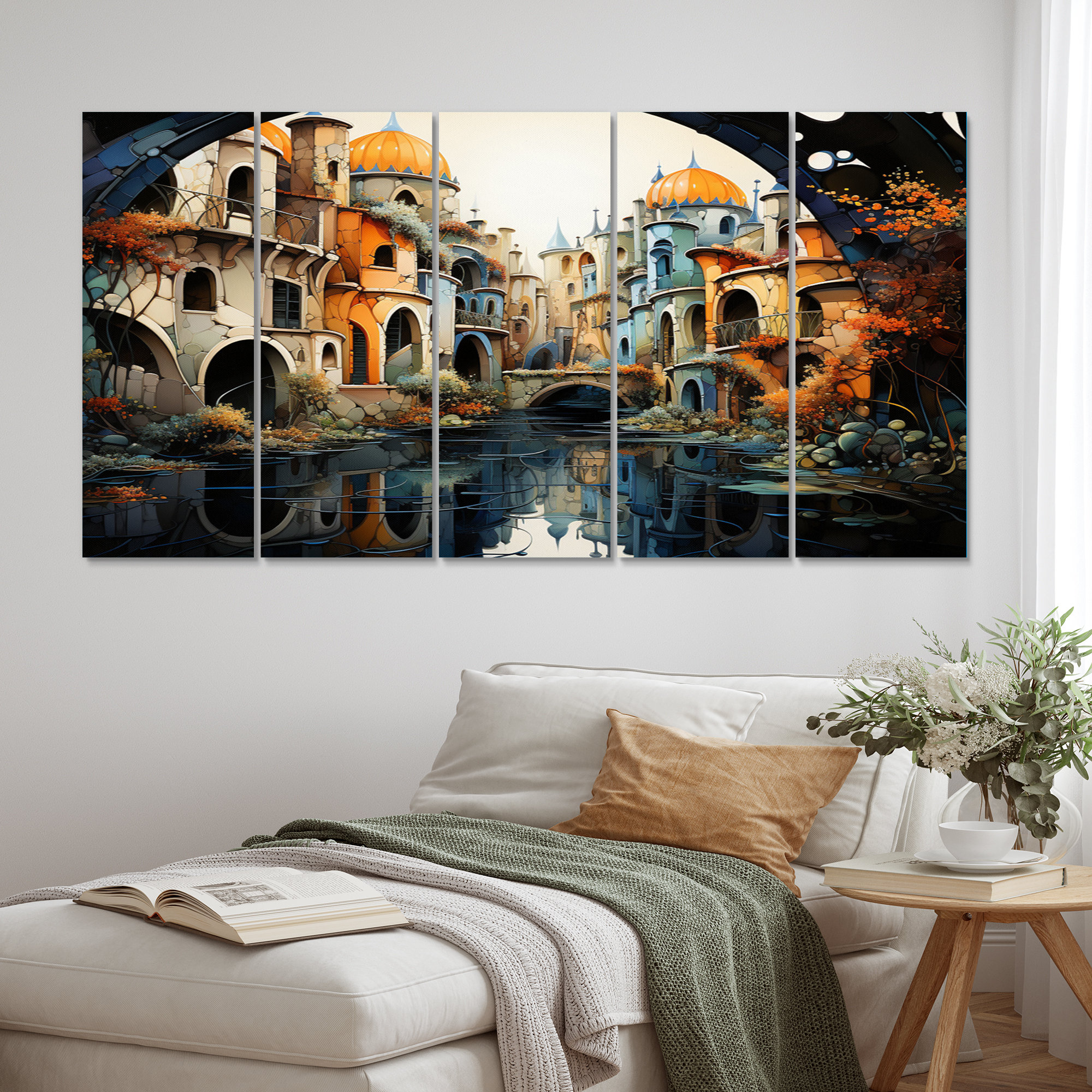 Design Art Orange Canal Surreal Waterways Magical - Architecture Metal ...