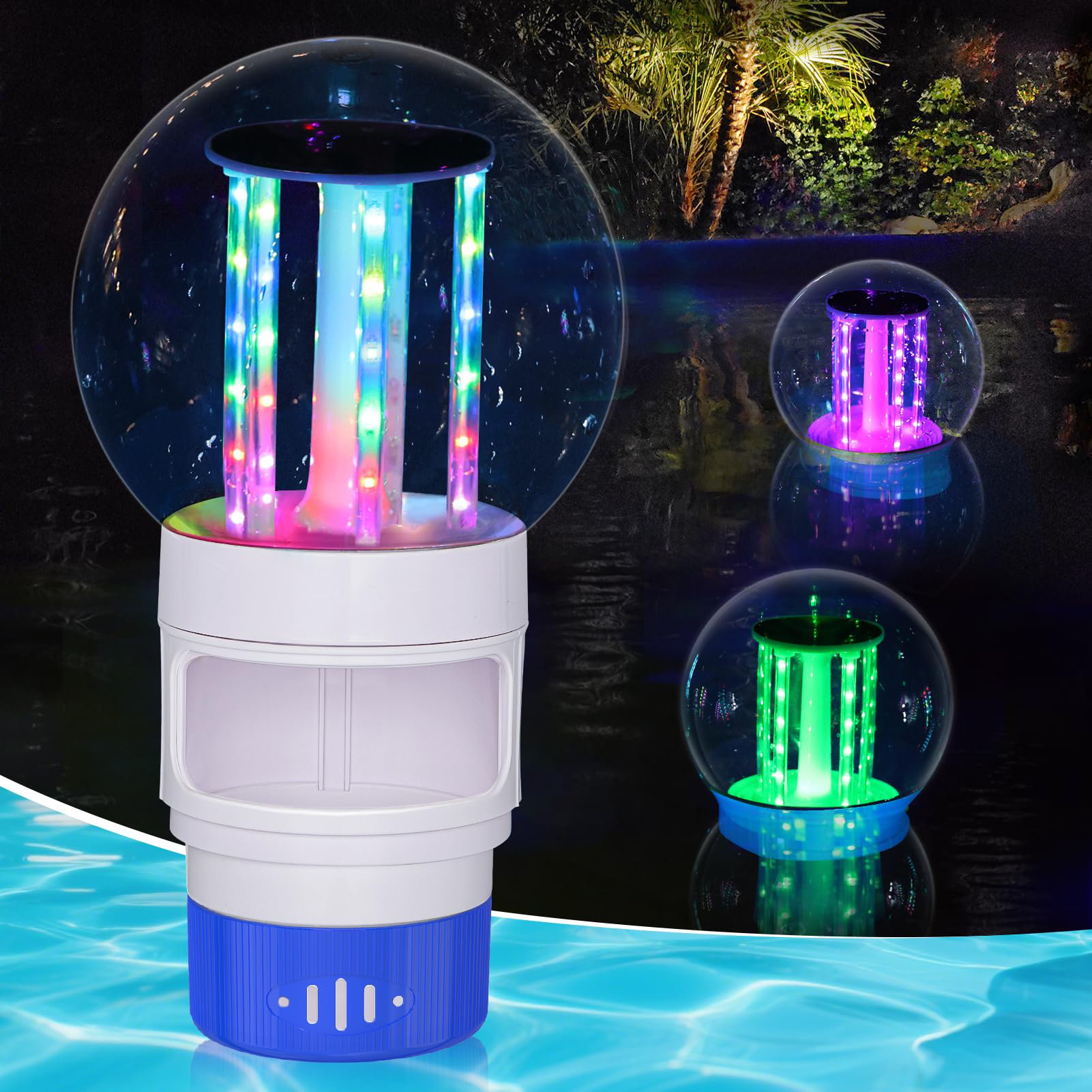 Fashion Finesse Solar Pool Chlorine Floater With Colorful Lights ...