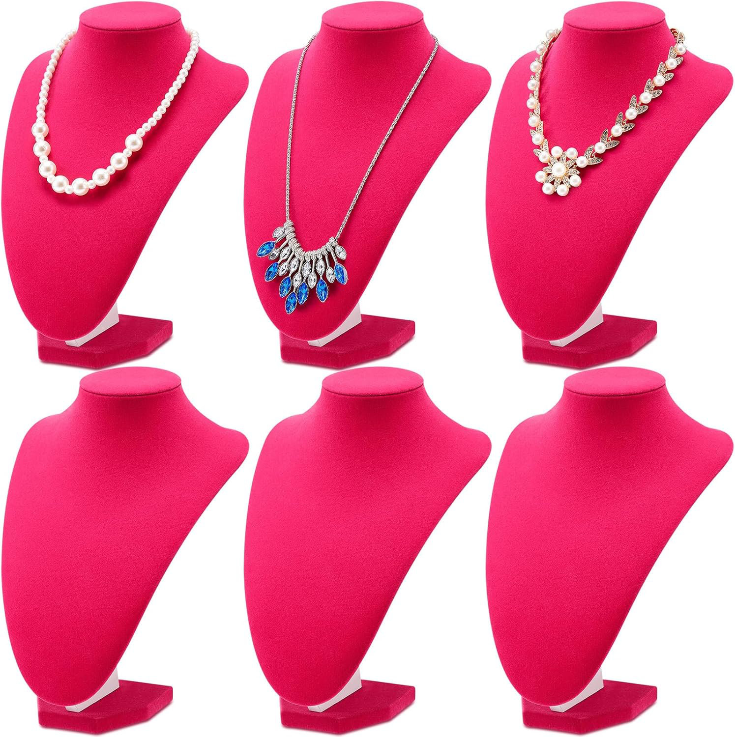 Leader Books 6 Pcs Necklace Display Stand Bust Display Stands,Rose Red ...
