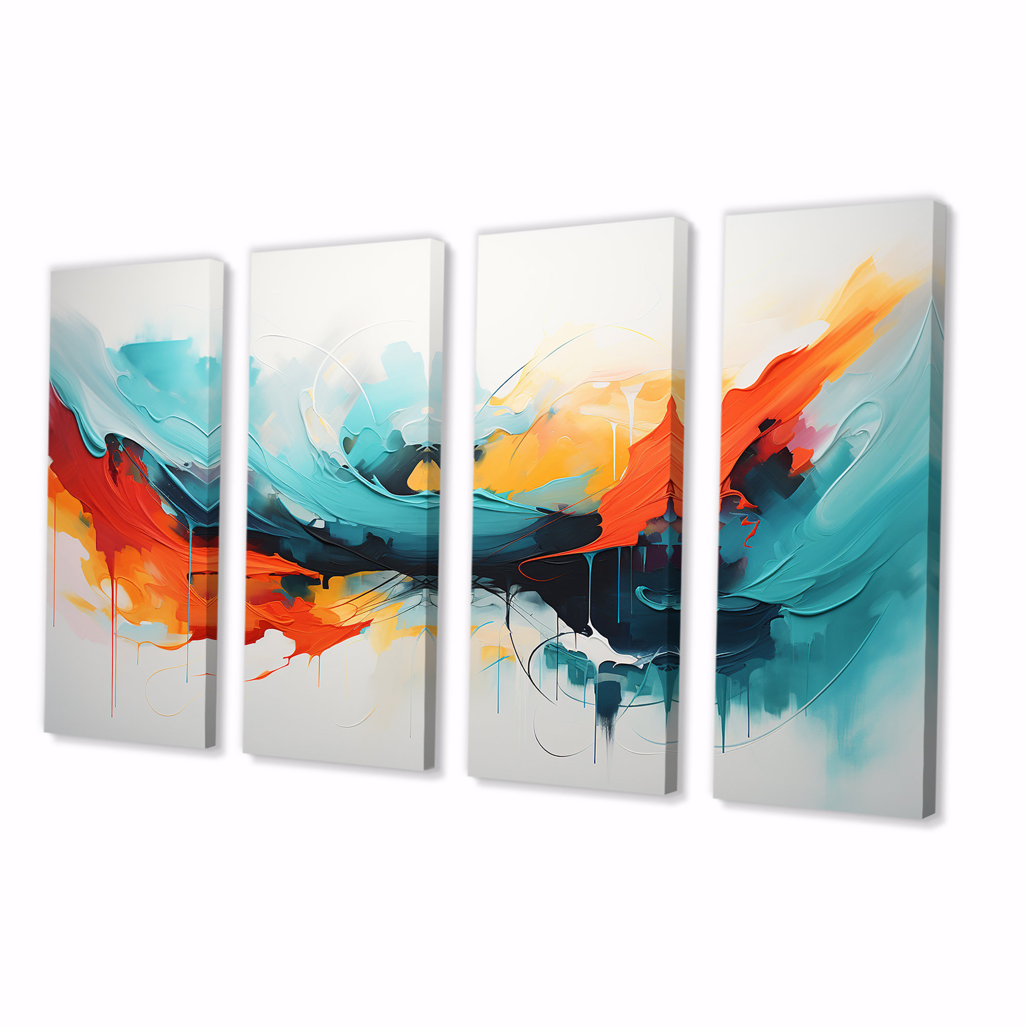 Ivy Bronx Colorful Abstract Expression III - Abstract Painting 4 Piece ...