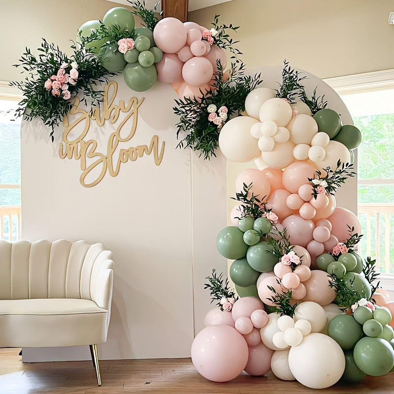 The Party Aisle™ Baby in Bloom Balloon Arch Kit 139pcs Pastel Sage ...