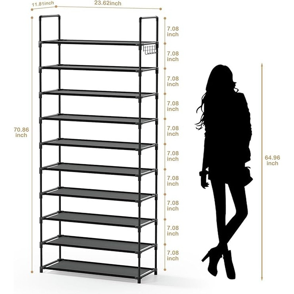 Rebrilliant 10 Tiers Metal Shoe Rack Tall For Closet Entryway Tall ...