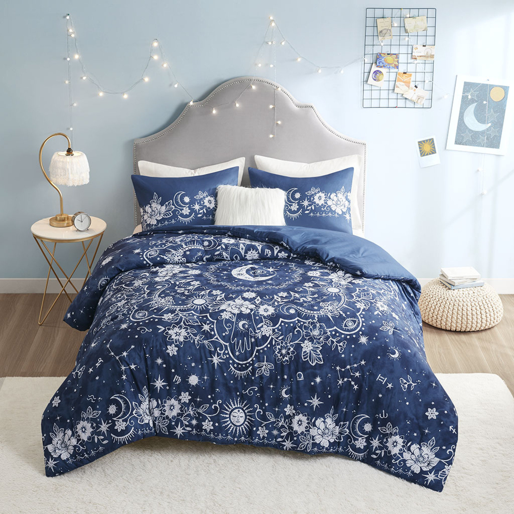 DORROM Twin/twin Xl Celestial Comforter Set With Floral Accents ...