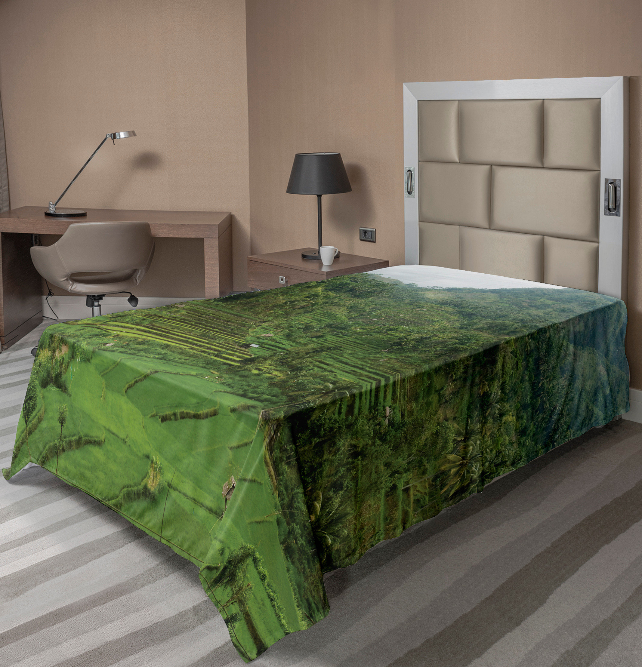 Ambesonne Tropical Top Flat Sheet Rice Paddies Green | Wayfair