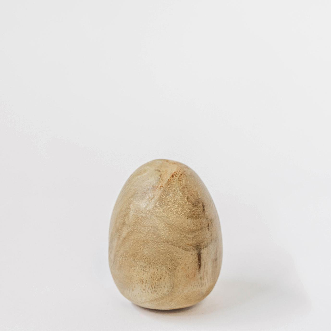 Gracie Oaks Natural Color Wooden Egg Shaped Paperweight | Wayfair