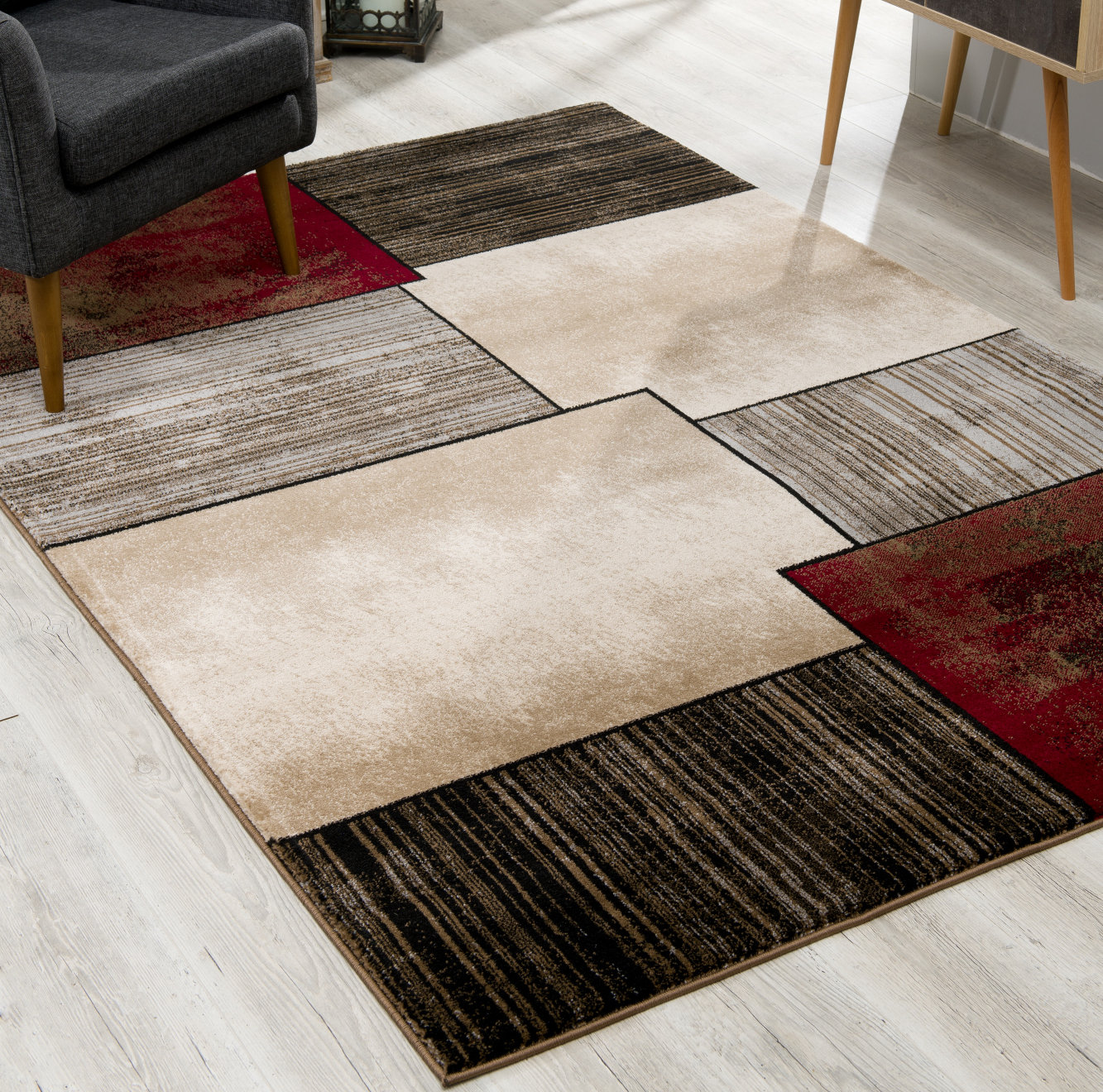 Wrought Studio™ Martinique Abstract Red/Brown Area Rug | Wayfair