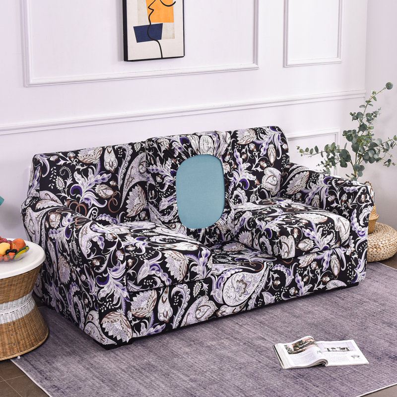 Wildon Home® Stretch 3-Seat Sofa Cover - Couch Cover For Living Room ...