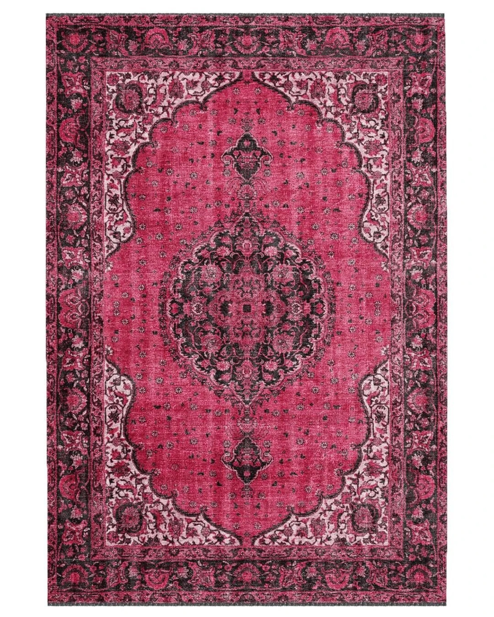 Bungalow Rose Chalsbury Oriental Fuschia Machine Woven Cotton Polyester ...