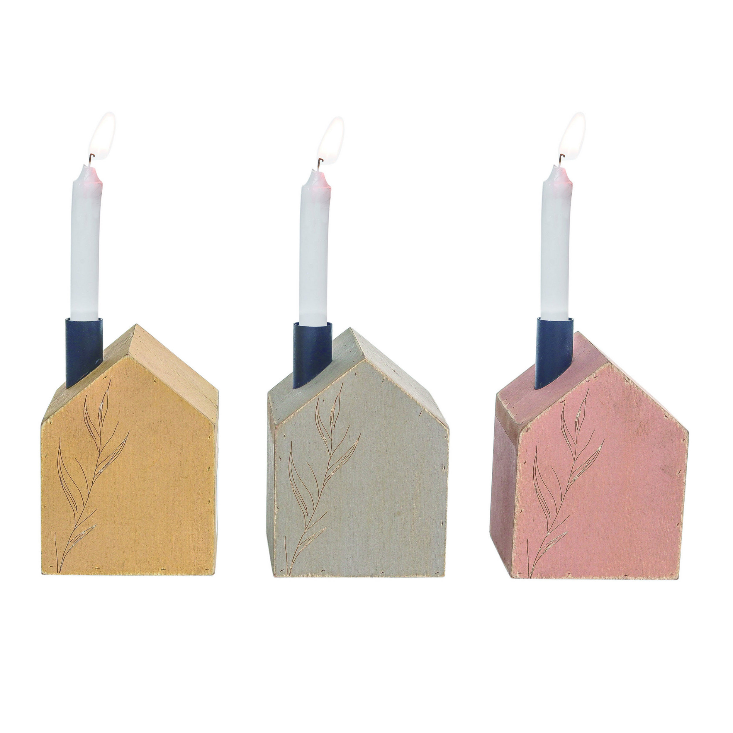 Lark Manor MDF House Shaped Candle Holder Set of 3 Spring Home ...