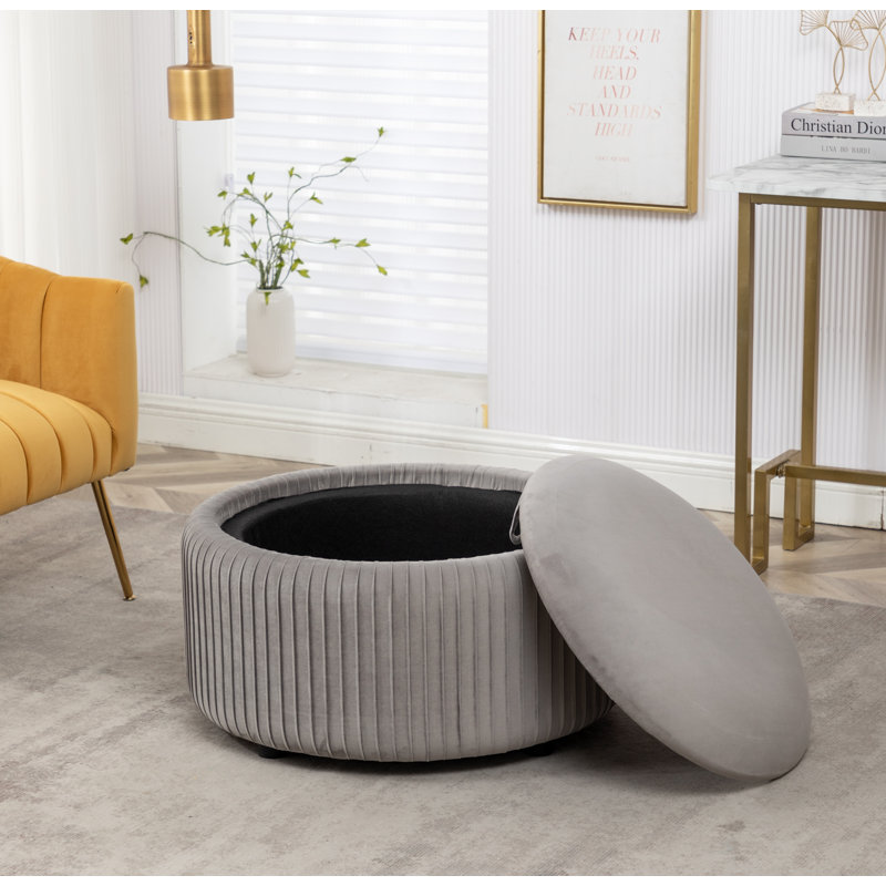 Mercer41 Savinien Upholstered Round Storage Ottoman & Reviews | Wayfair