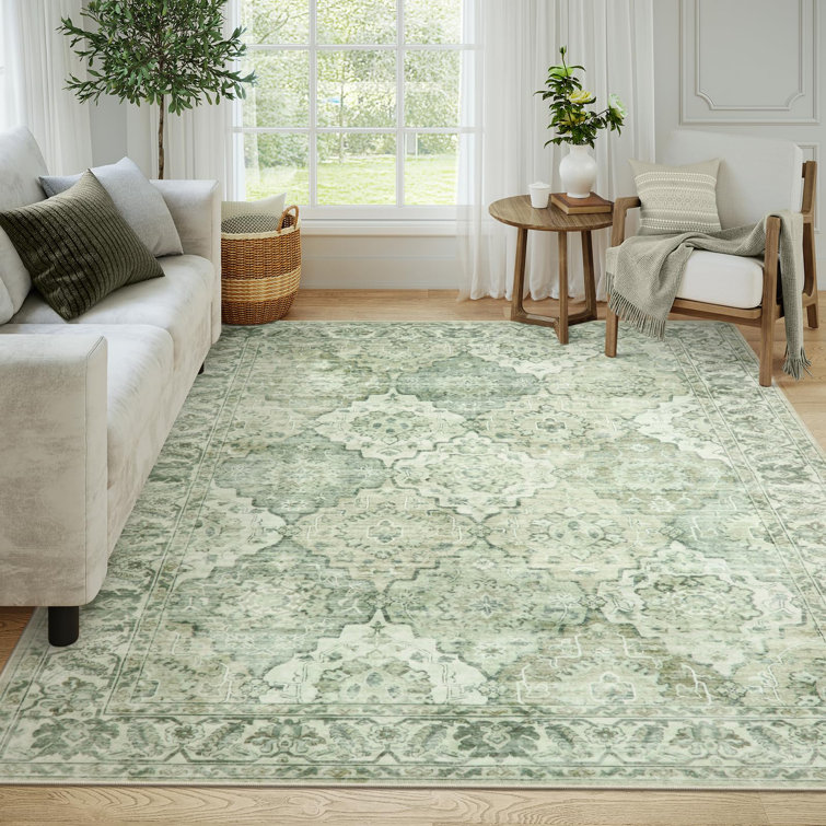 Bungalow Rose Boho Washable Area Rug for Room, Machine Washable, Non ...