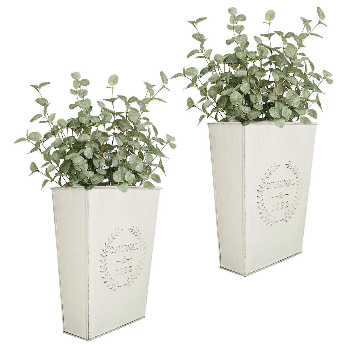 Ophelia & Co. Set Of Two Farmhouse Metal Wall Mounted Planters, Rustic ...