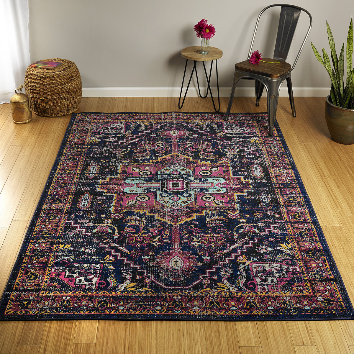 Bungalow Rose Atherton Navy/Pink Indoor/Outdoor Area Rug & Reviews ...