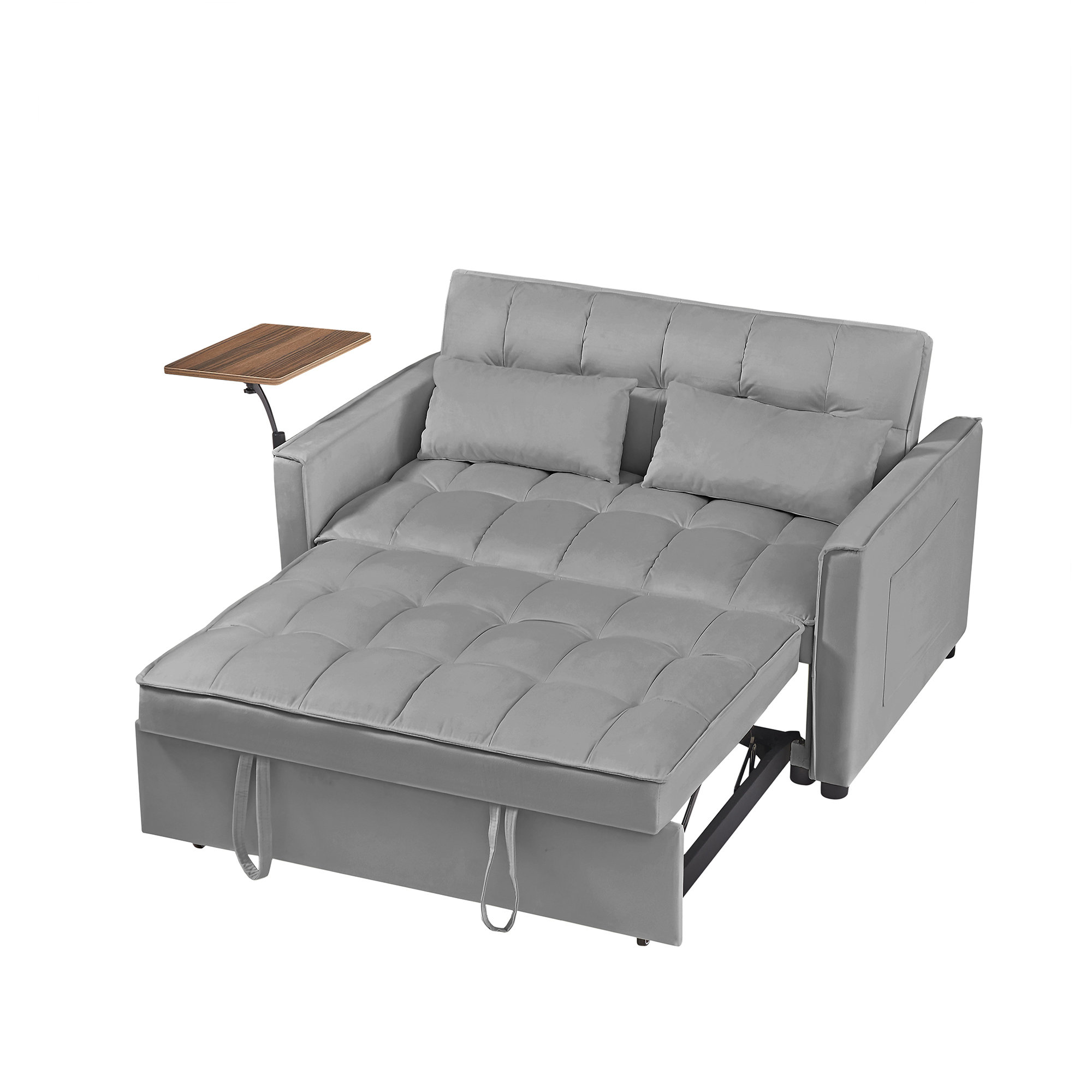 Latitude Run® Grey velvet loveseat sofa bed: versatile 2-seater ...