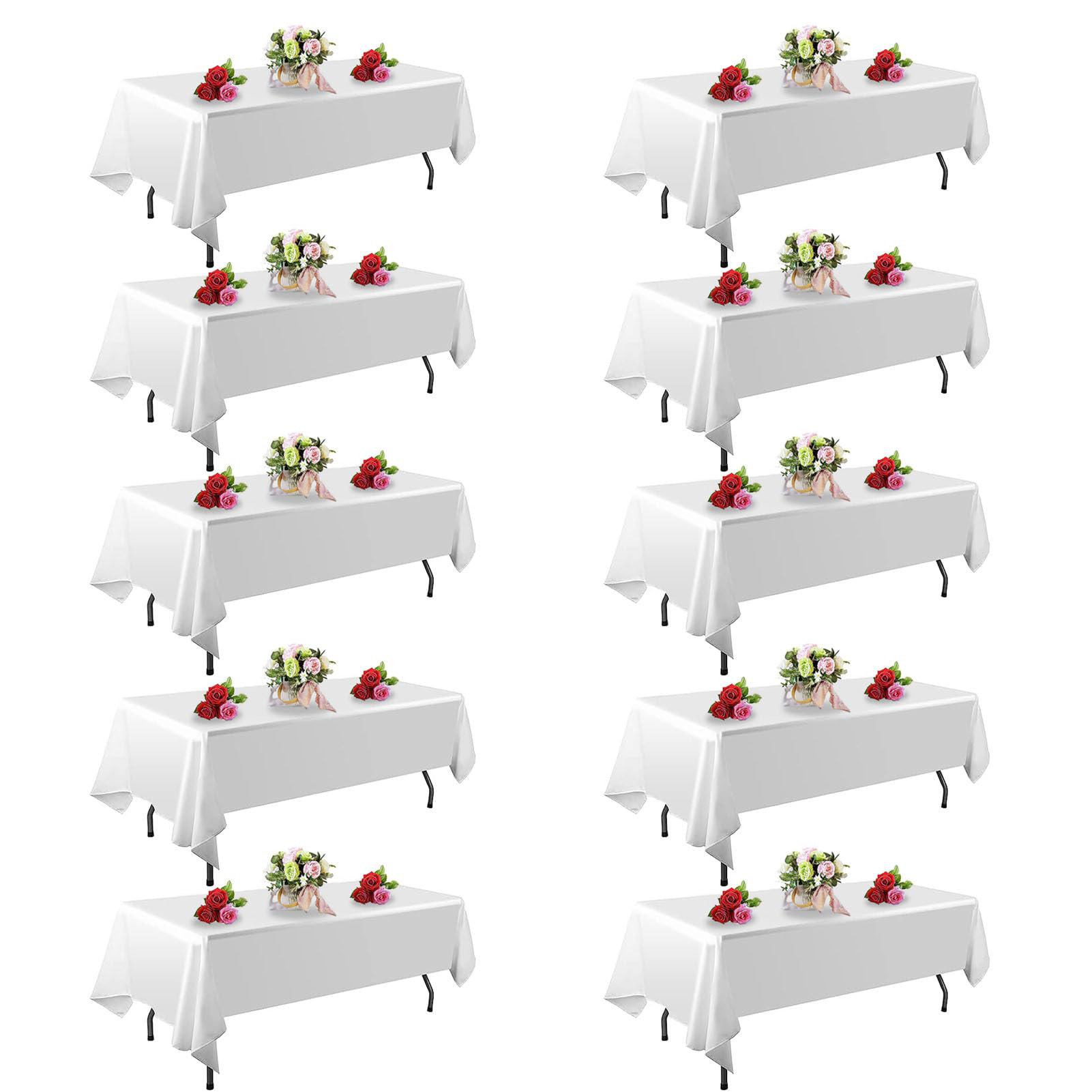 Hokku Designs 10 Pack White Table Cloth Rectangle Table 60 X 102 Inch ...