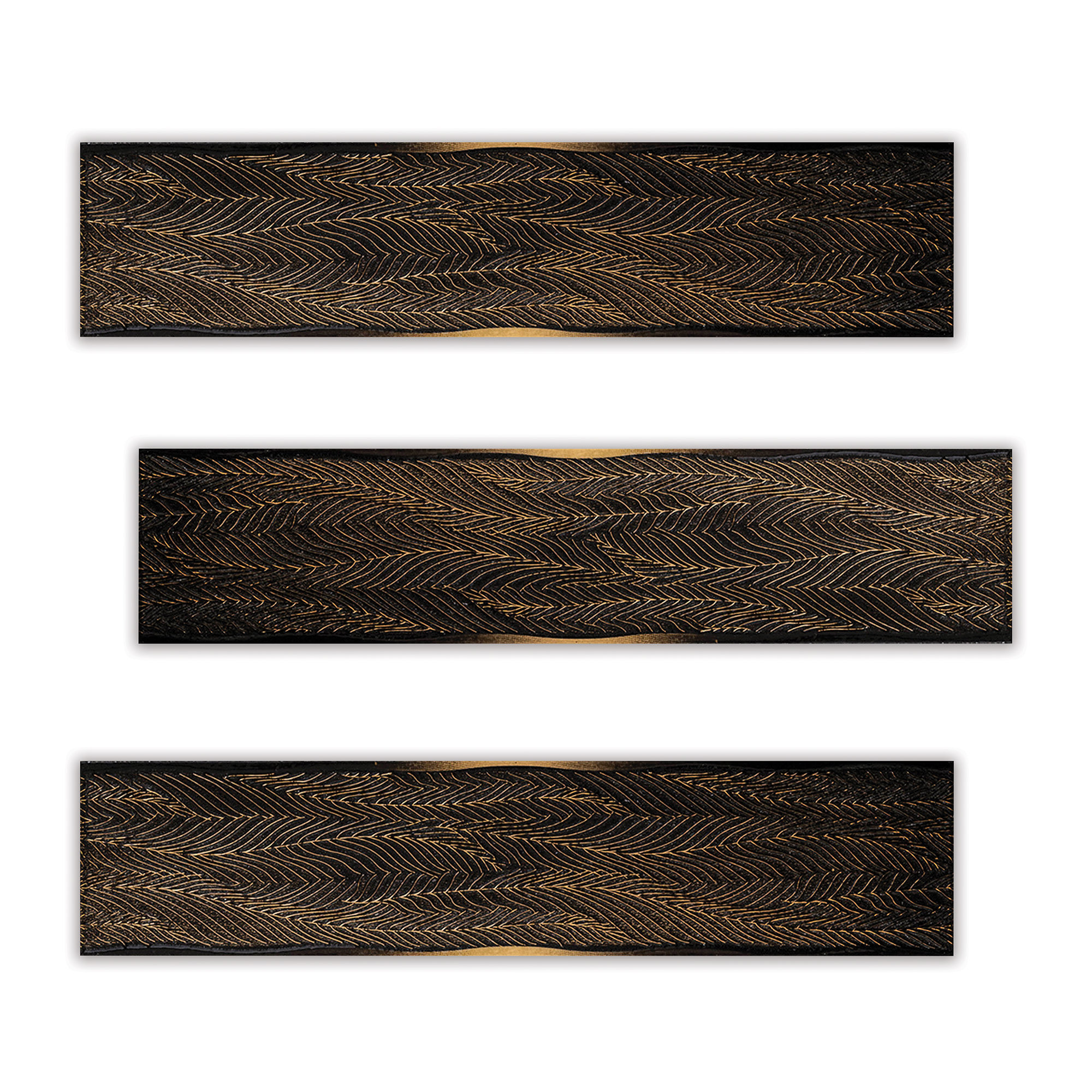 QEP Kantu Ribbing 4" x 18" Gold Tones Ceramic Decorative Listello Wall ...