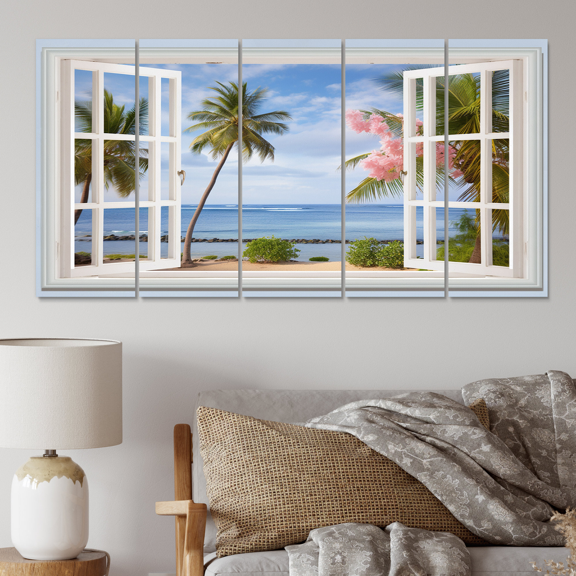 Bay Isle Home™ Oceanview Through Open White Window III - Coastal Wall ...