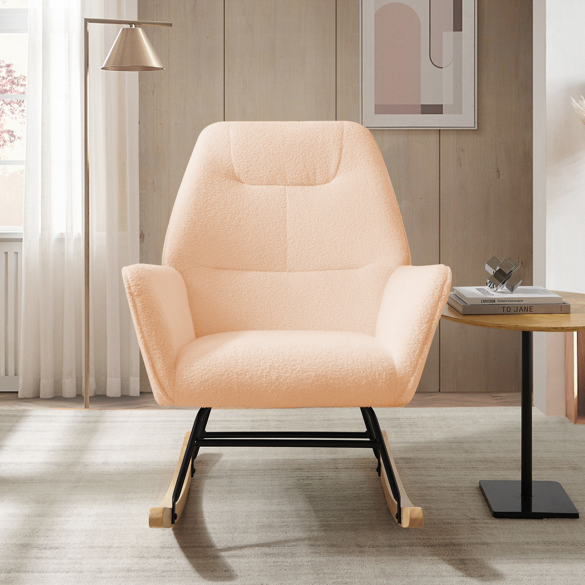 Centaur Noah 28.5" Wide Rocking Chair/Nursery Glider With Gray Wool ...