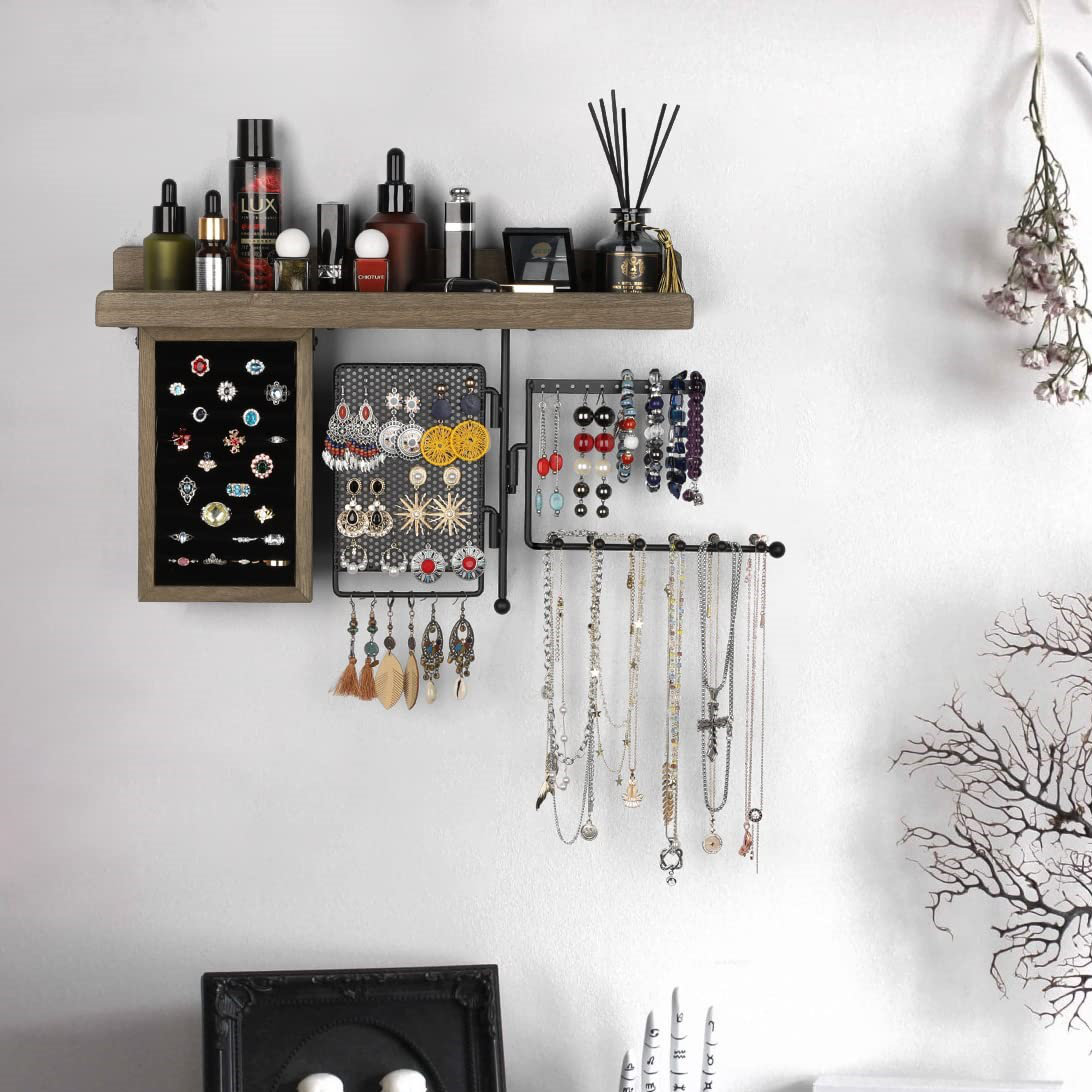 17 Stories Hanging Jewelry Storage Box and Wall Mounted Jewelry Rack ...