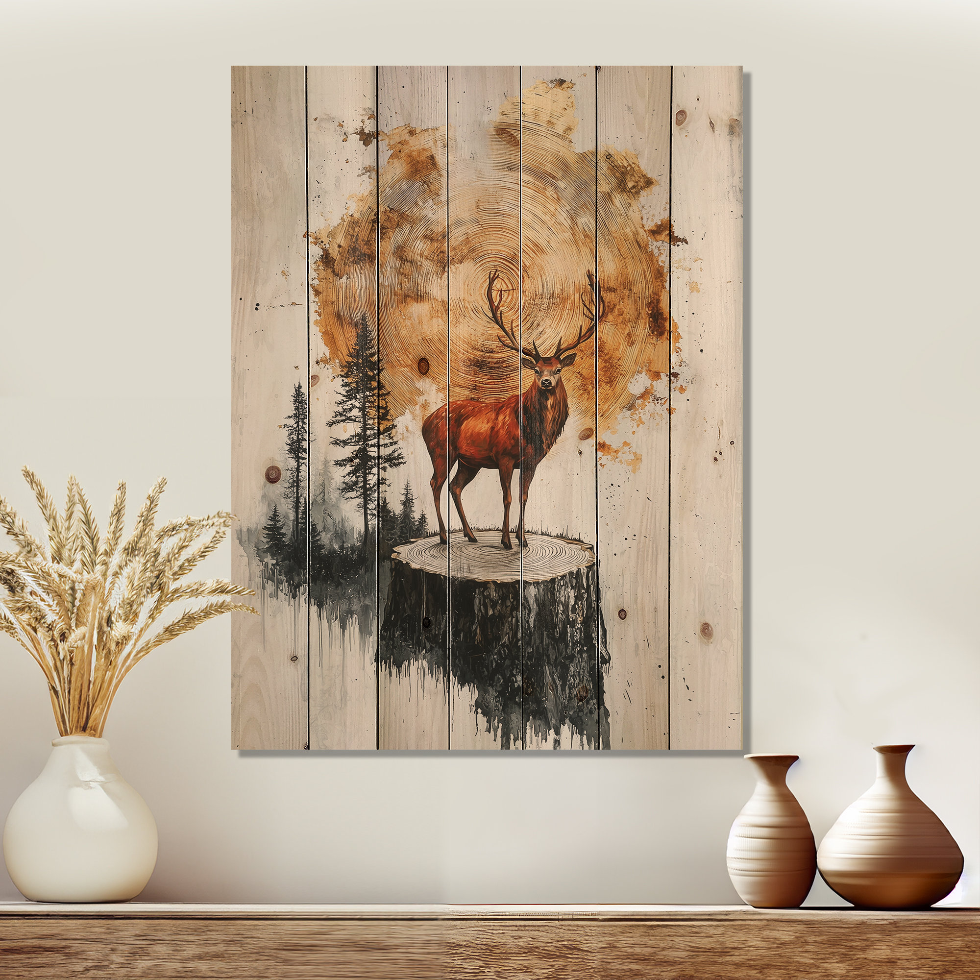 Ophelia & Co. Deer Guardian Of The Forest II - Deer Animal Wood Wall ...