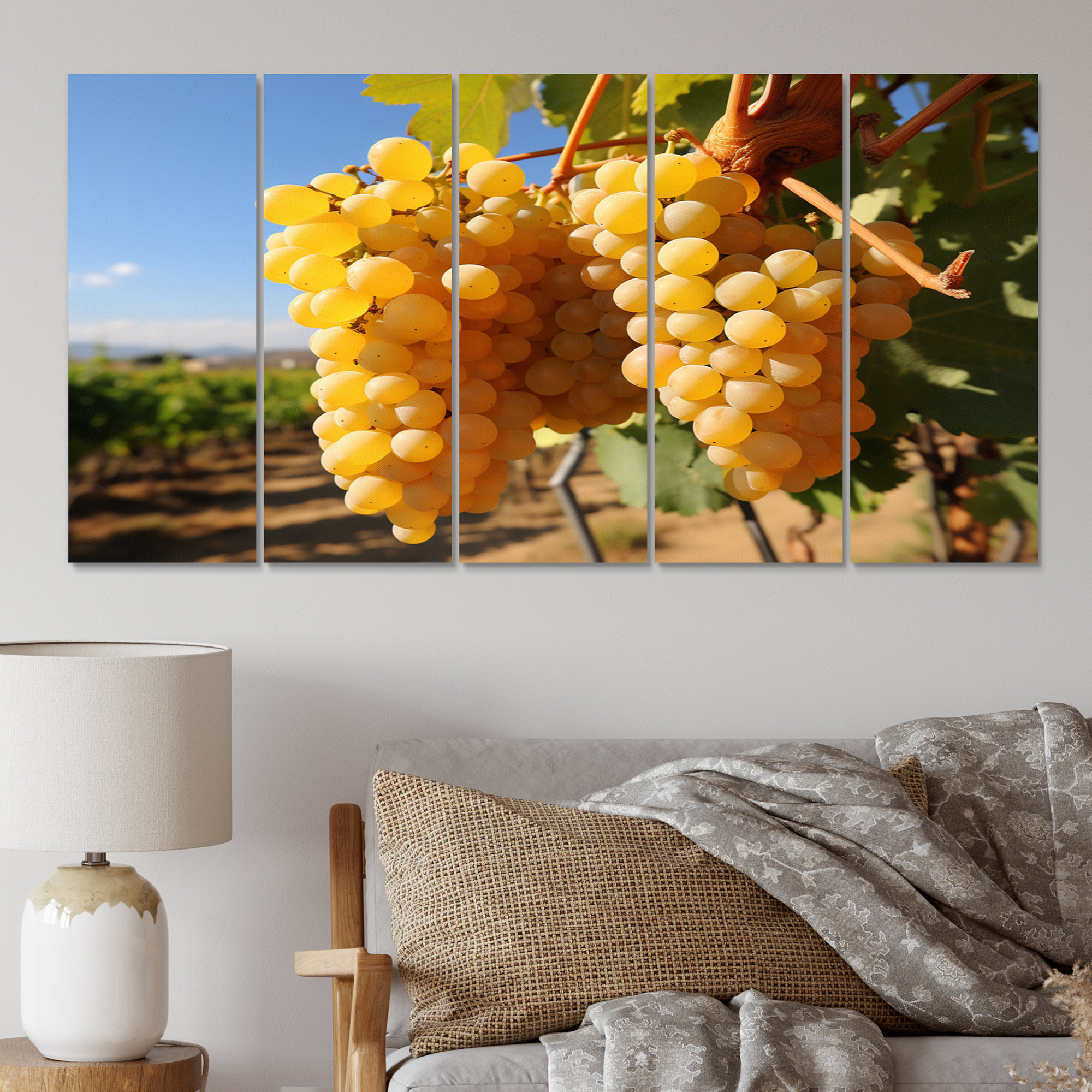 Wildon Home® Golden Grapes Vineyard I - Farmhouse Canvas Wall Art - 5 ...