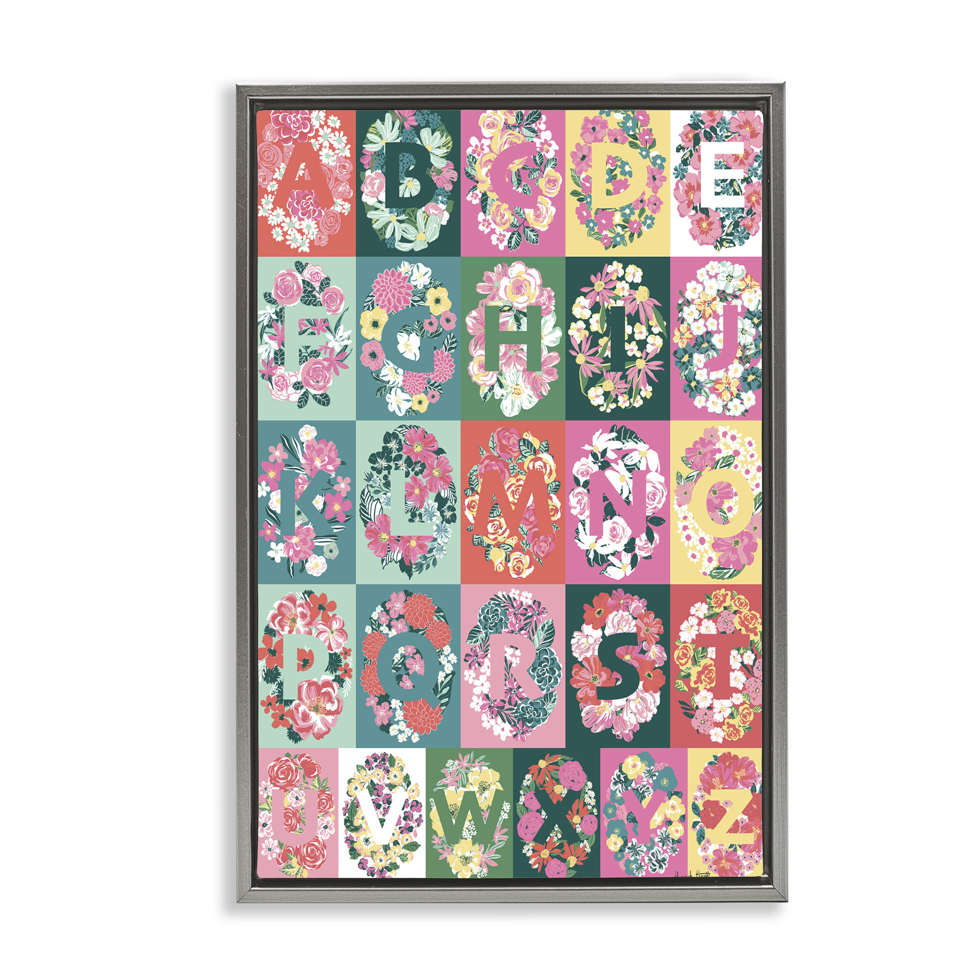 Winston Porter Cottagecore Blooms Alphabet Framed Floater Canvas by ...