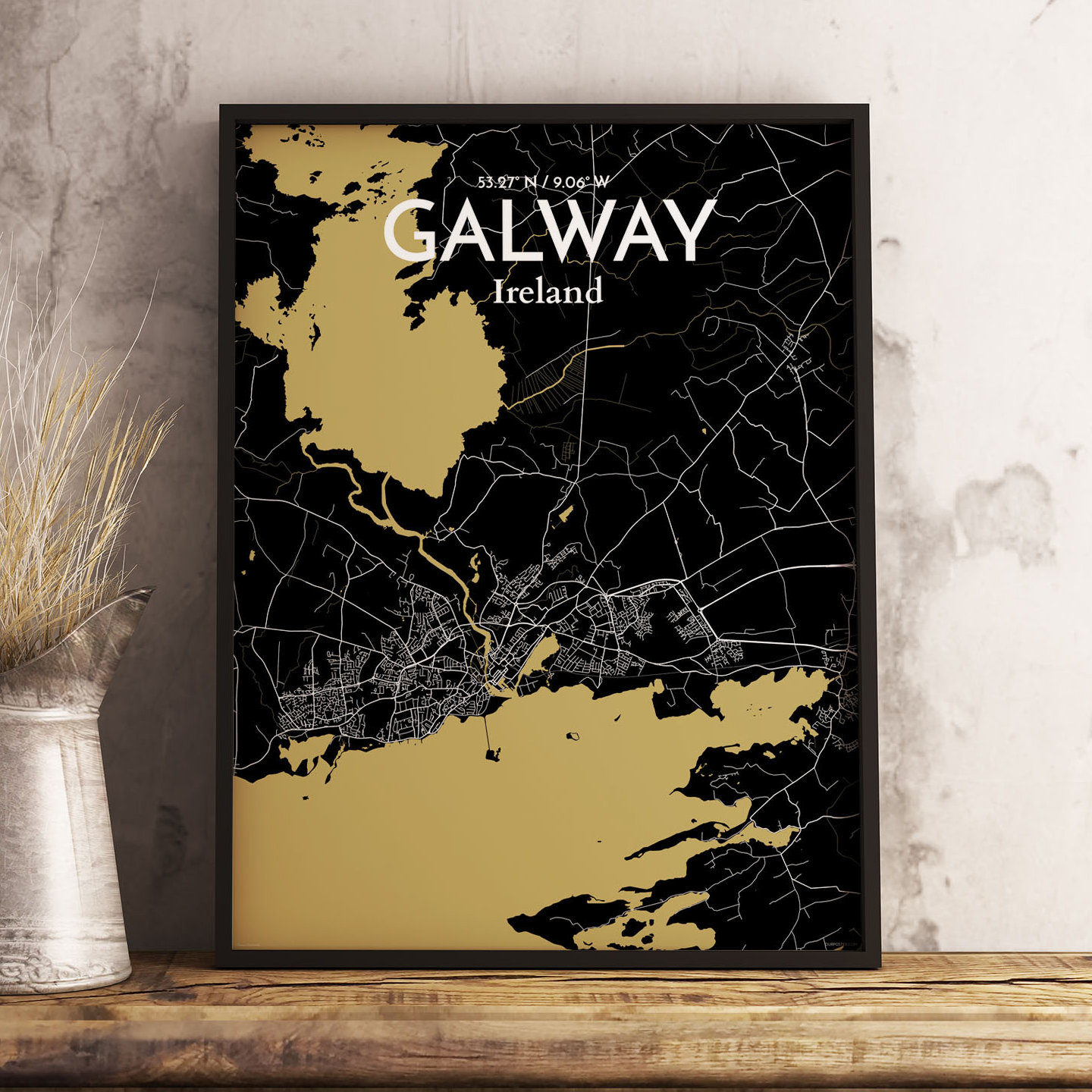 Wrought Studio 'Galway City Map' Graphic Art Print Poster in Luxe ...