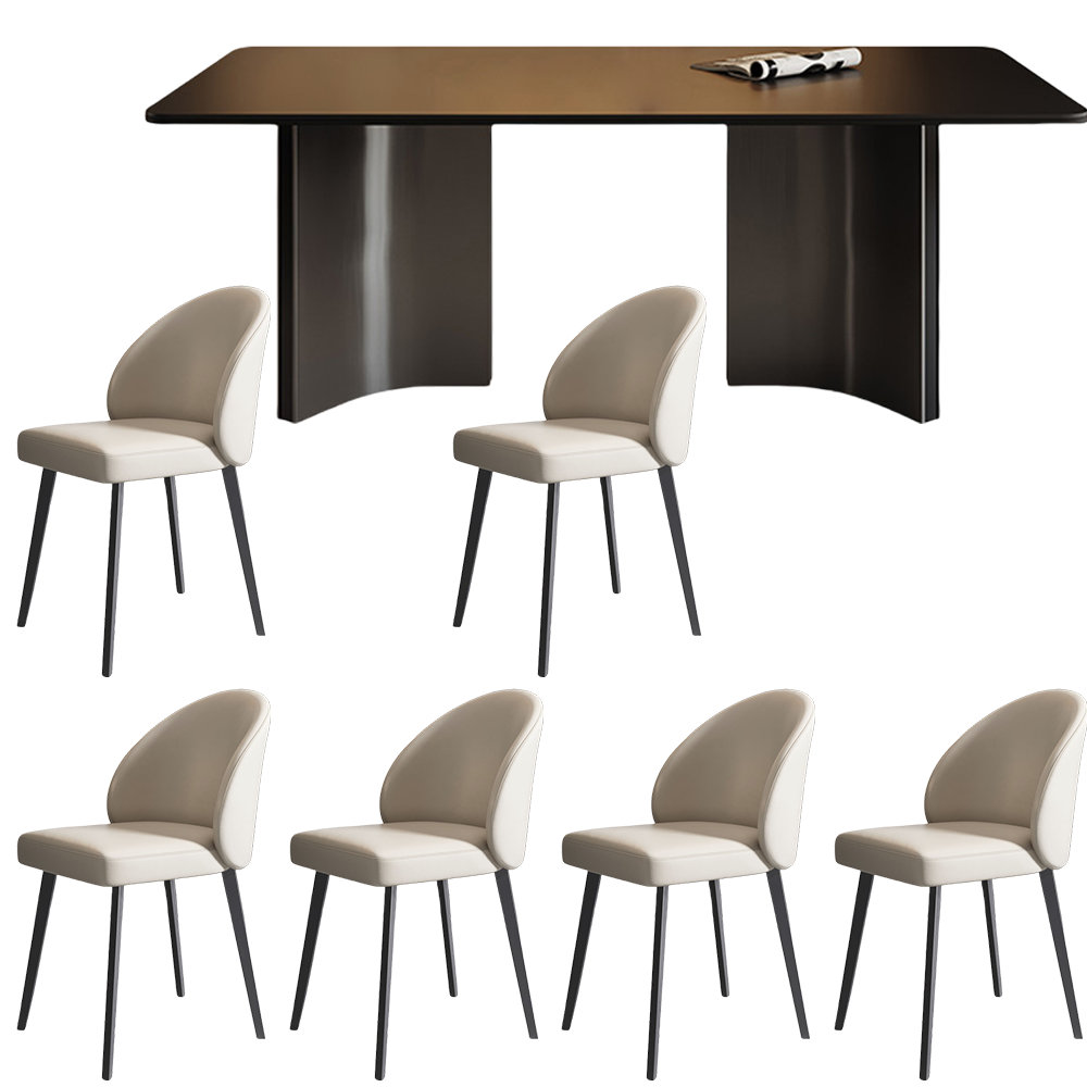 A Zoetic Home Black Modern Minimalist Slate Dining Set | Wayfair
