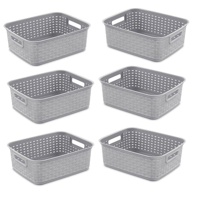 Hokku Designs Short Plastic Weave Storage Basket, 6-Pack | Wayfair