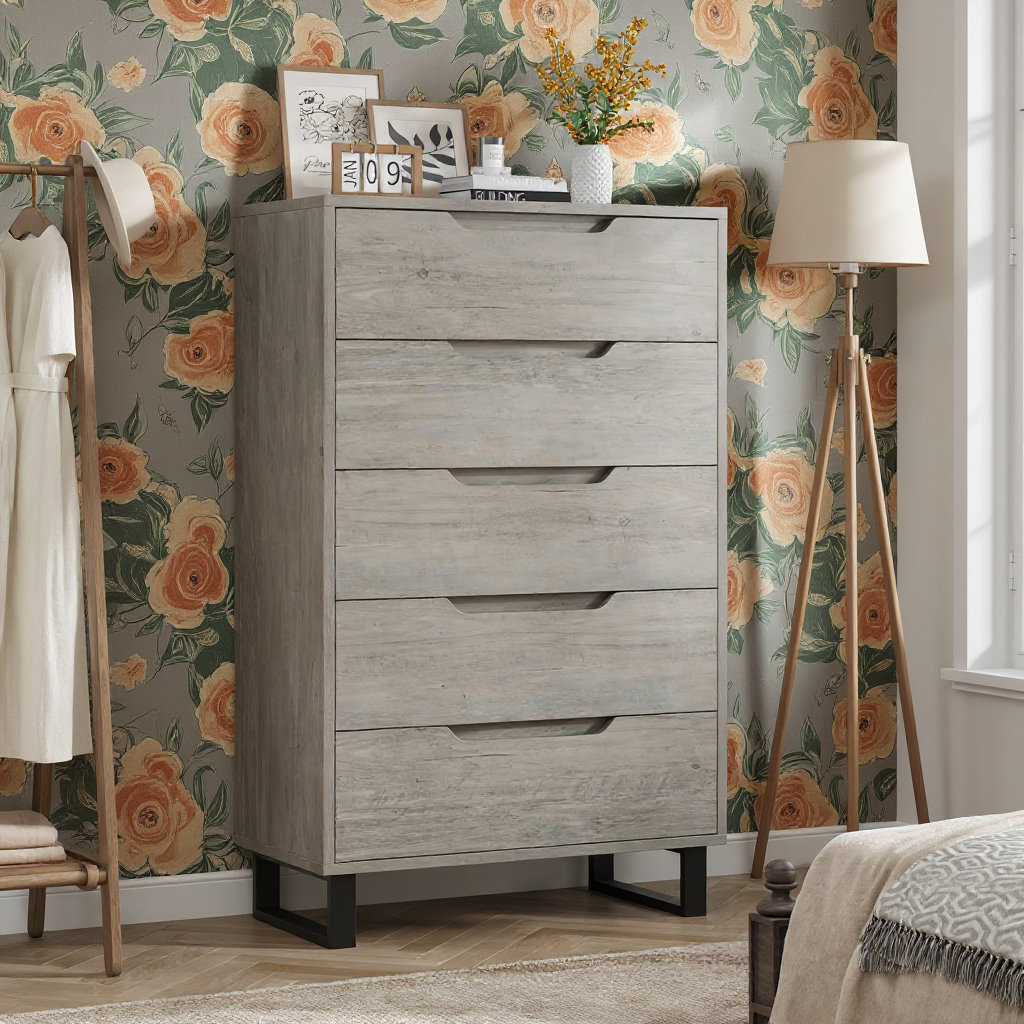 Ebern Designs 50" Tall Dresser, With Storage, 5 Dresser - Wayfair Canada