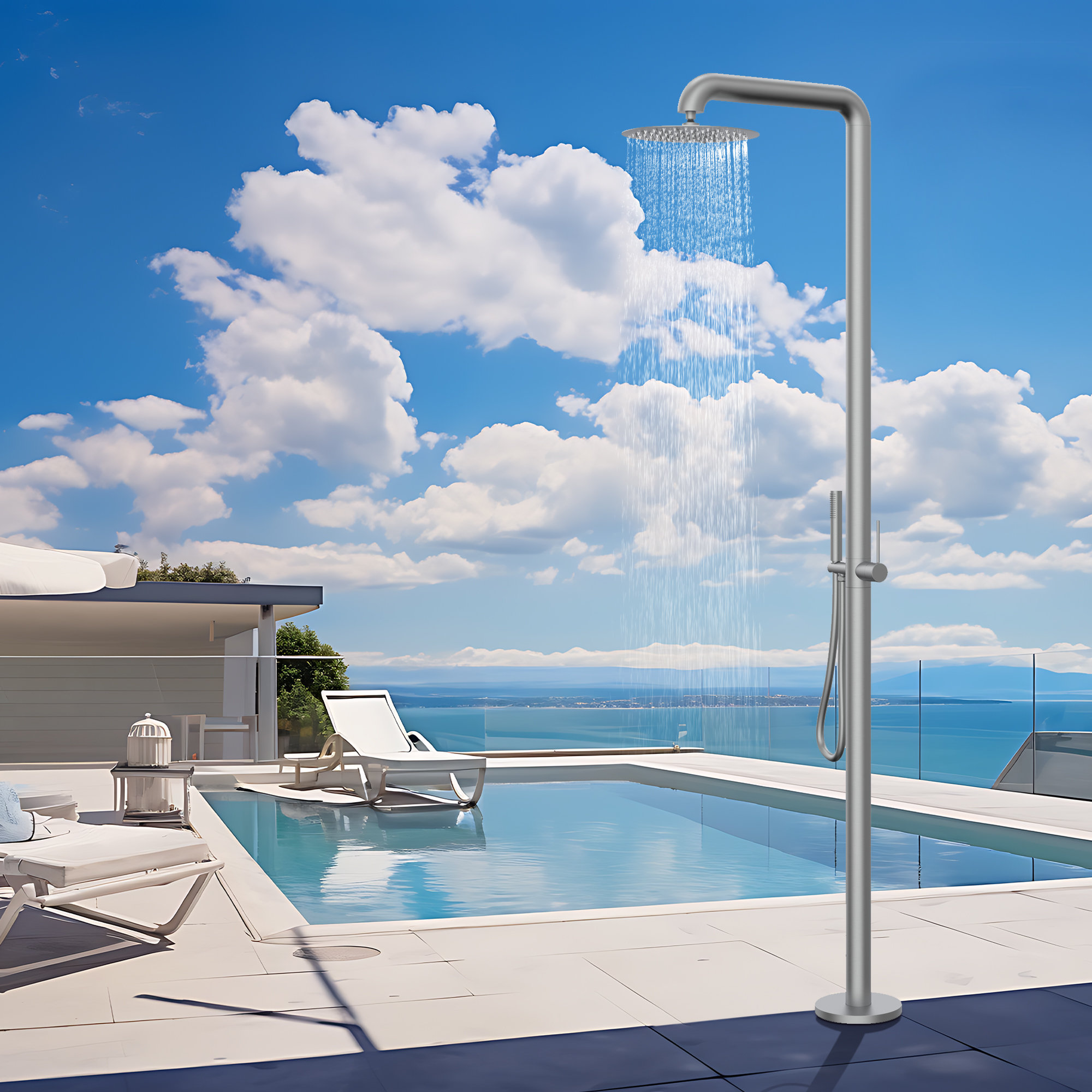 MODLAND 84.26" H Stainless Steel Freestanding Outdoor Shower with ...