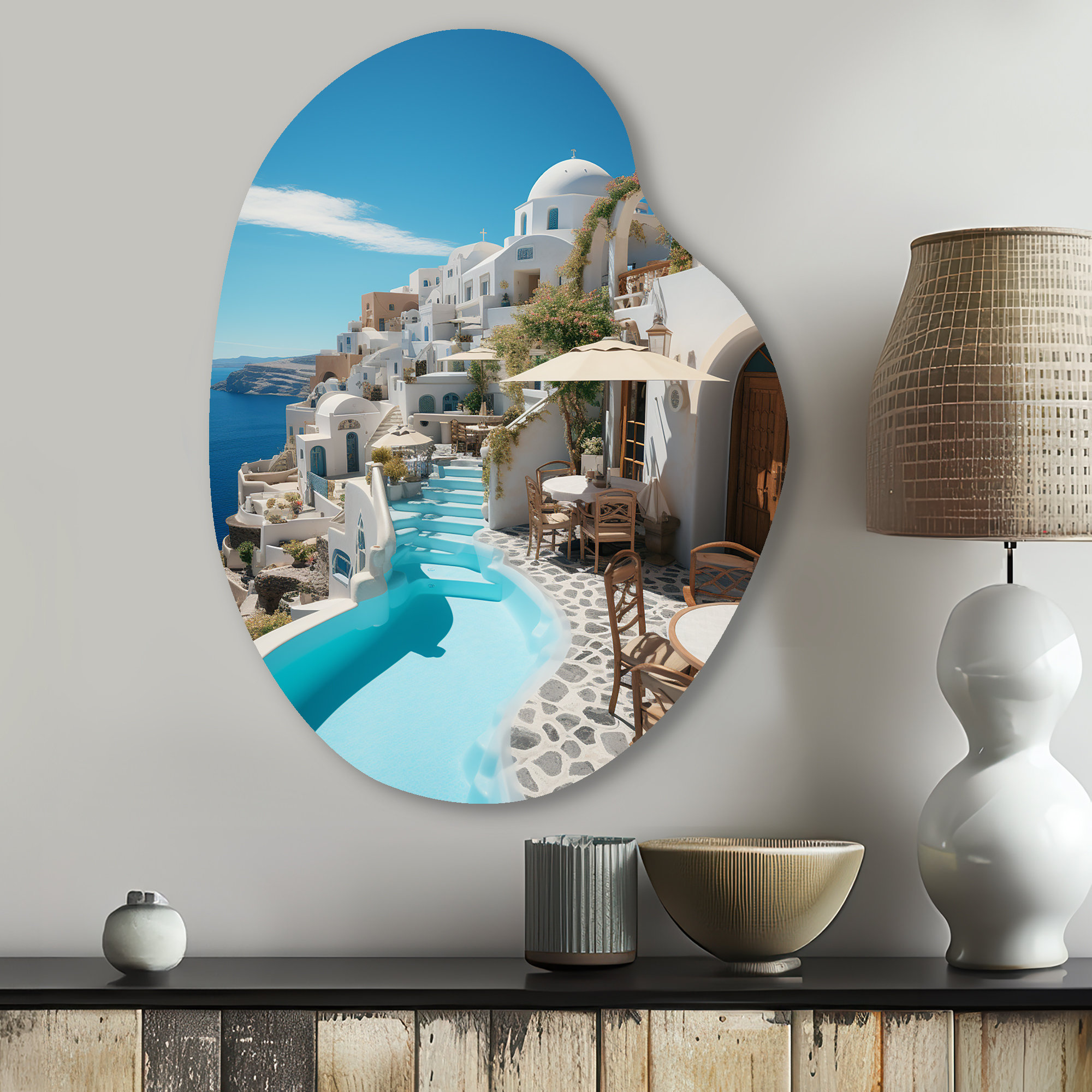 Design Art Greece Santorini Beautiful Cityscape II - Unique Shape ...